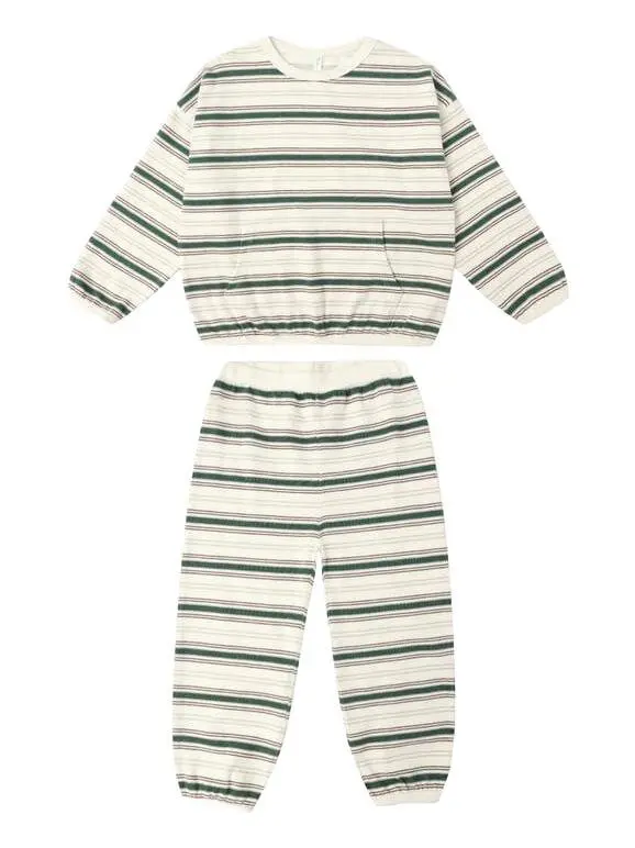 RYLEE + CRU Stripe Cotton Top & Pants Set - Stone