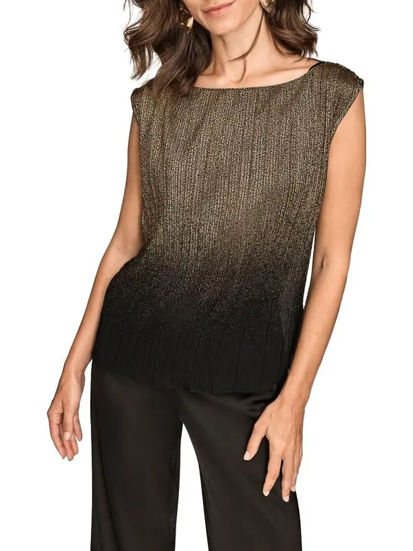 Donna Karan New York Metallic Ombré Sleeveless Top - Black/gold
