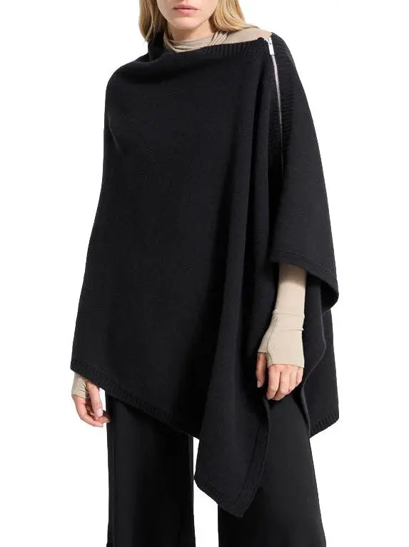 MARCELLA Mika Merino Wool Knit Cape - Black
