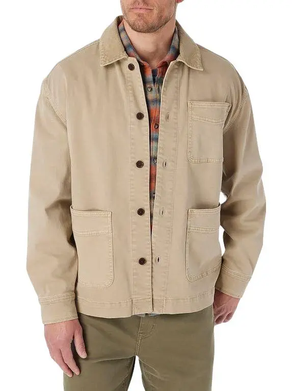 FAIR HARBOR Seaport Stretch Cotton Blend Chore Jacket - Khaki