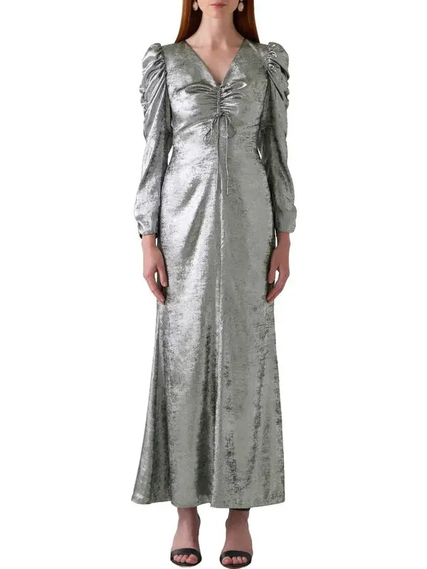 LK BENNETT Lility Foil Maxi Dress - Silver
