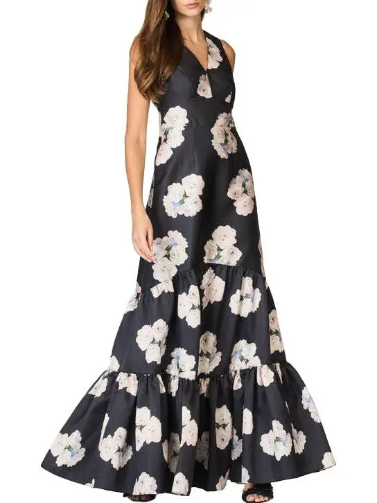 Sachin & Babi Floral Tiered Mikado Gown - Belle Corsage