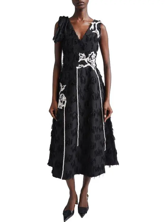 Erdem Embroidered Fil Coupé Jacquard Midi Dress - Black