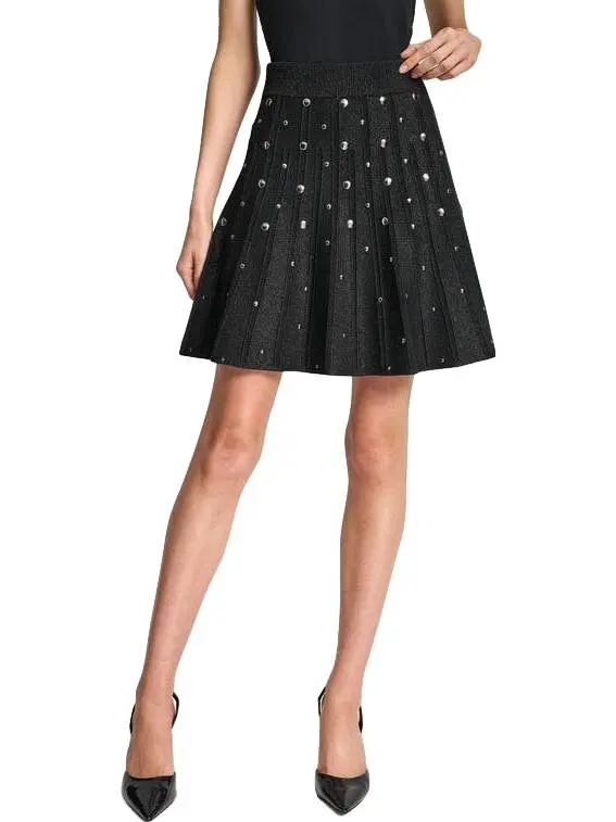 Dkny Studded Metallic Mini Skirt - Black