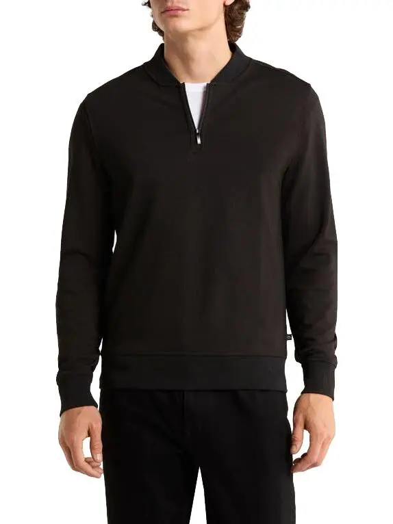 Robert Barakett Vance Half Zip Baseball Collar Pullover - Black
