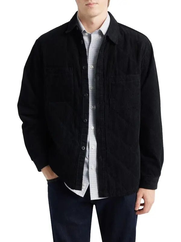 925 ORIGINALS Quilted Cotton Corduroy Shirt Jacket - Black