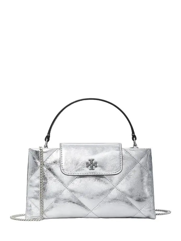 Tory Burch Kira Diamond Quilted East-west Top Handle Bag - Silver