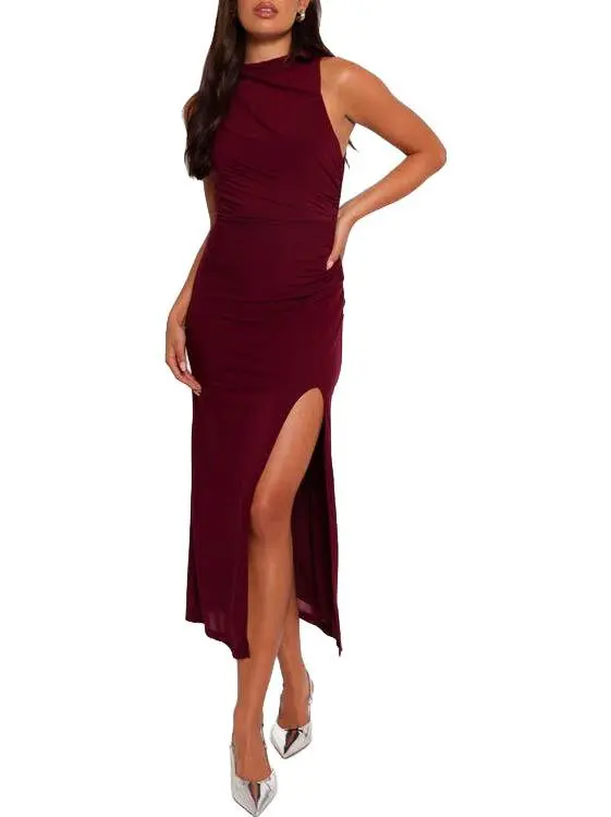 PETAL & PUP Hayven Cowl Neck Sleeveless Maxi Dress - Plum