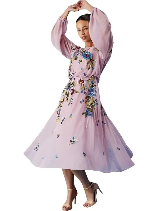 Coast Embellished Sequin Midi Dress - Rose