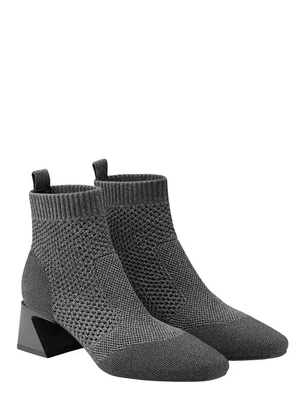 Vivaia Square-toe Perforated Heeled Boots - Lava Grey