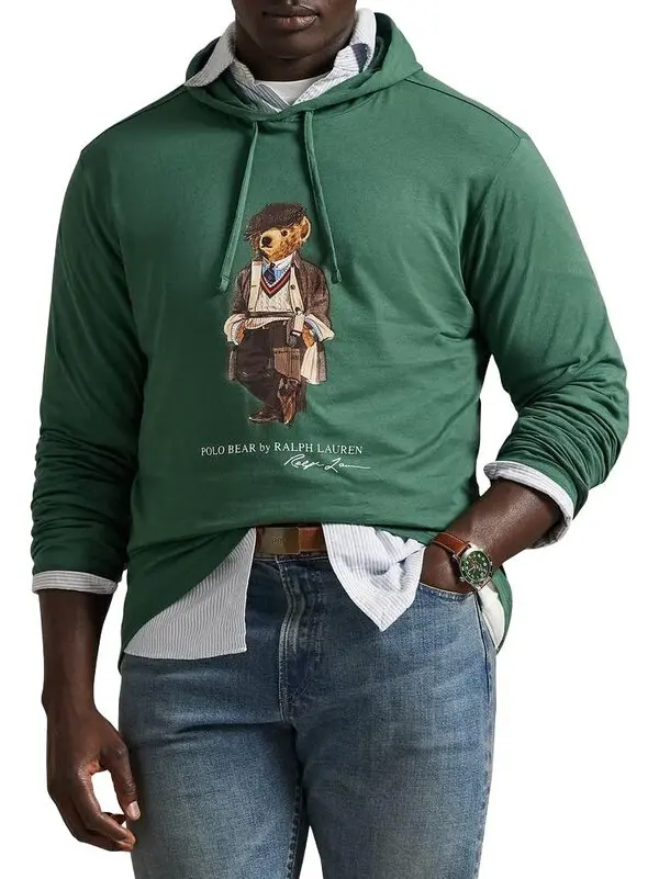 Polo Ralph Lauren Big & Tall Polo Bear Jersey Hooded T-shirt - Washed Forest