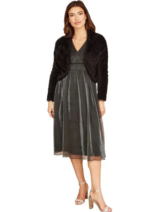 YUMI Eyelash Knit Bolero - Black