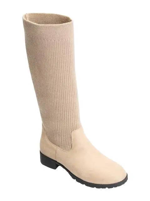 COMFORTVIEW Antonella Tall Calf Boots - Oatmeal