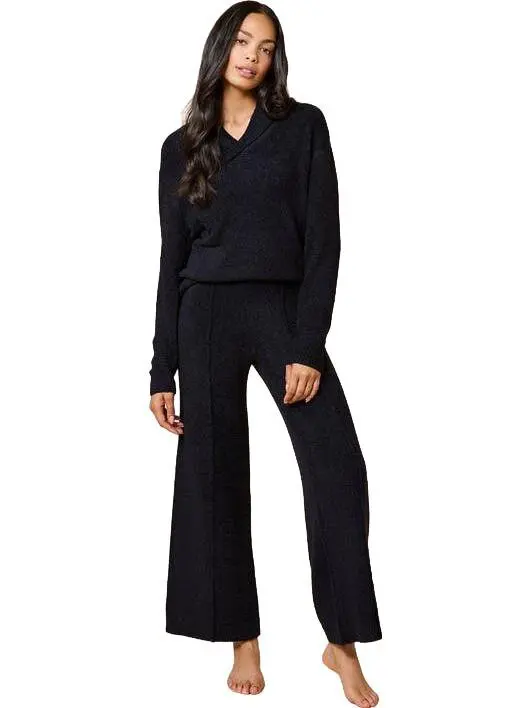 SOFTIES Ultra-marshmallow Shawl Collar With Pintuck Pant - Black
