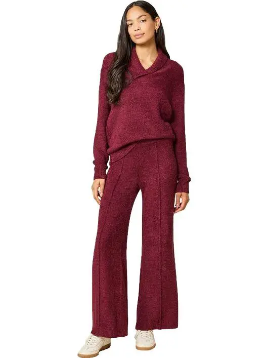 SOFTIES Ultra-marshmallow Shawl Collar With Pintuck Pant - Cherry Cola