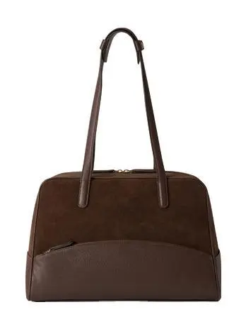 BY BANOO Leather Duffel Bag - Mocha/gold