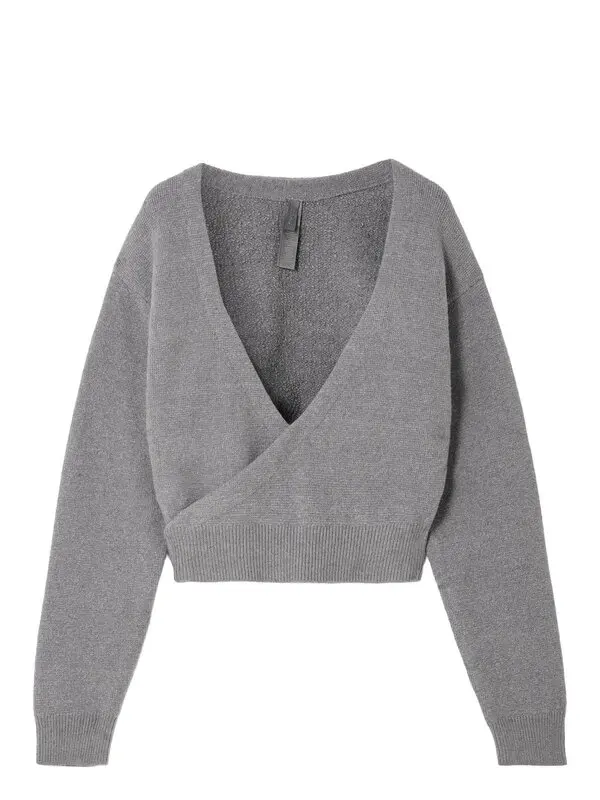 SKIMS Textured Knit Wrap Sweater - Gray