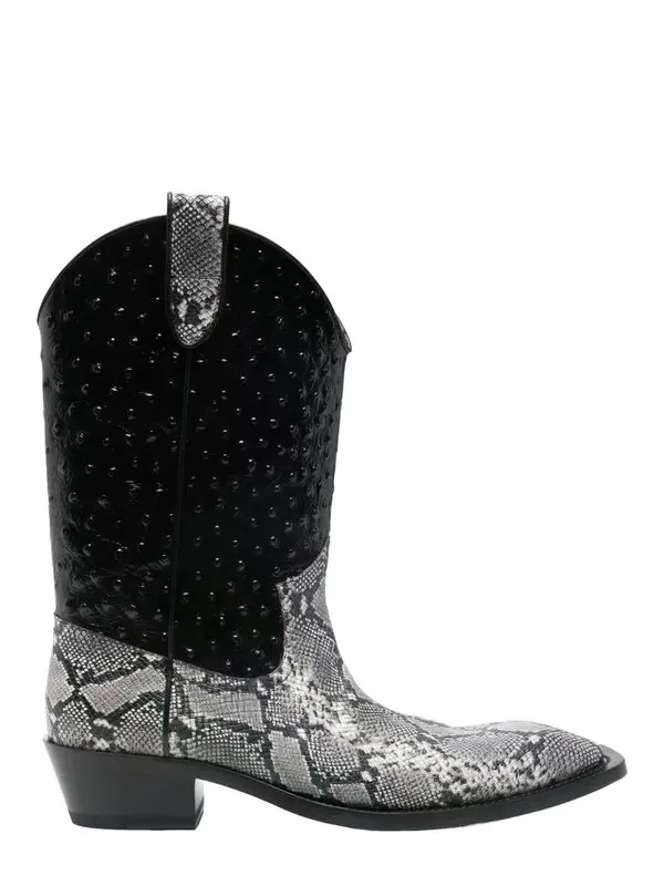 Martine Rose Snakeskin-embossed Cowboy Boots - Black