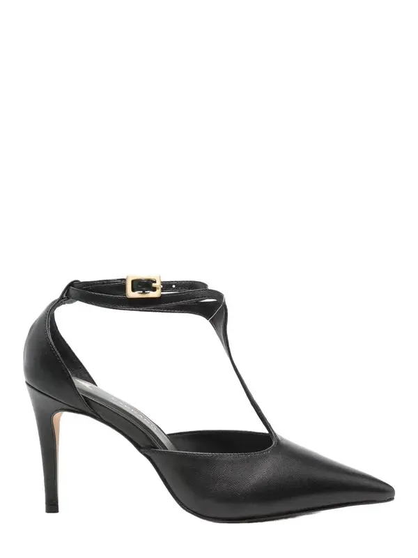 ANDREA CARRANO 85mm Ankle-strap Leather Pumps - Black