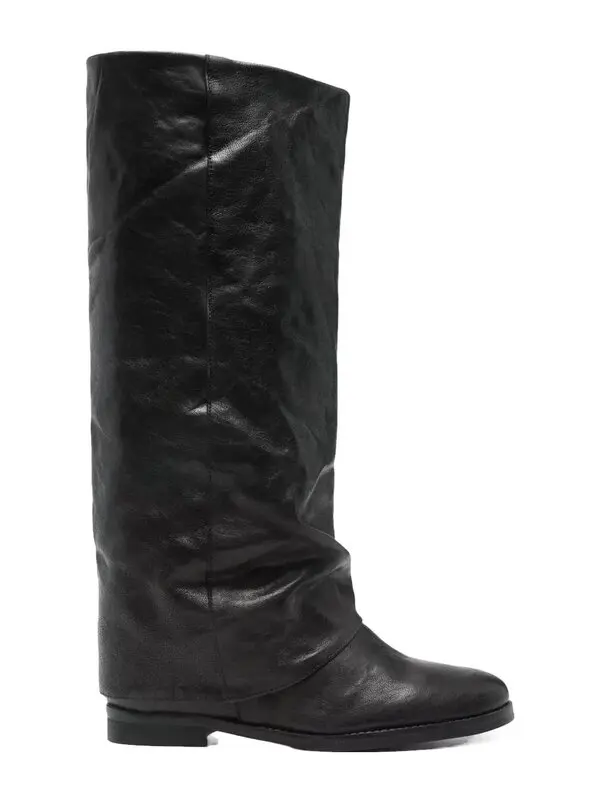 JULIE DEE Leather Knee-length Boots - Black