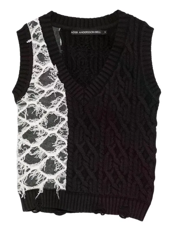 Andersson Bell Patchwork Knitted Vest - Blue