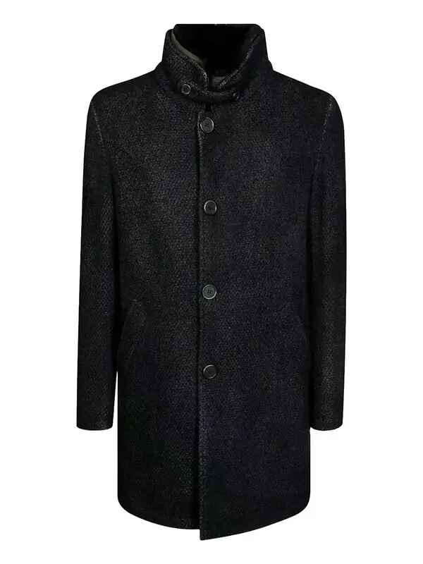GIMO'S ITALIANA Single-breasted Textured Coat - Black