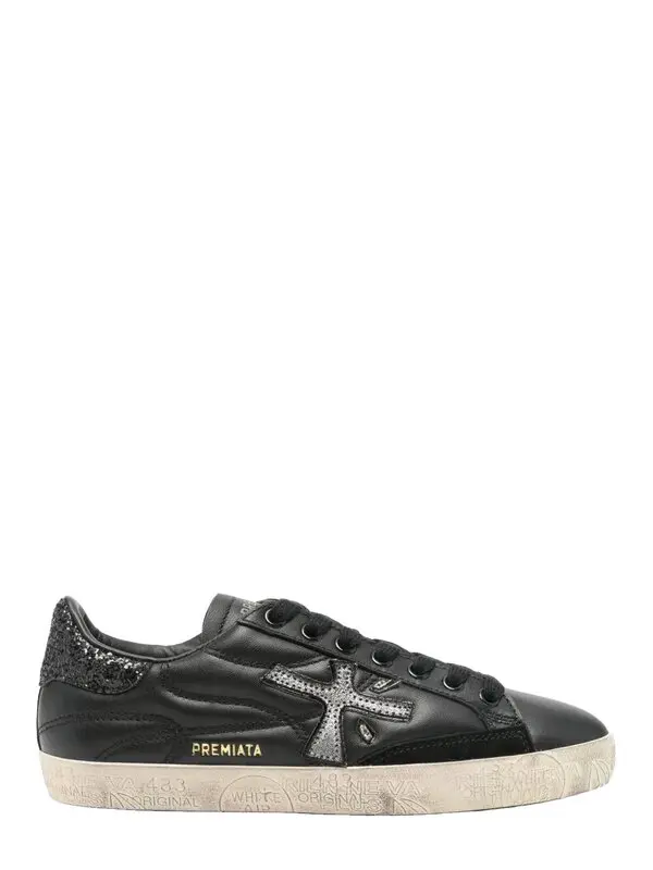 Premiata Steven Glitter Panel Sneakers - Black