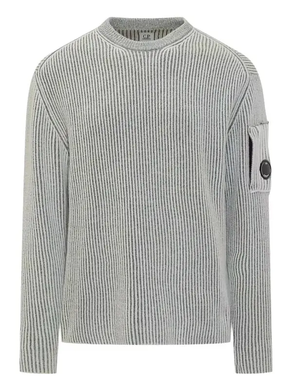 C.P. COMPANY Striped Pocket Sweater - Grey