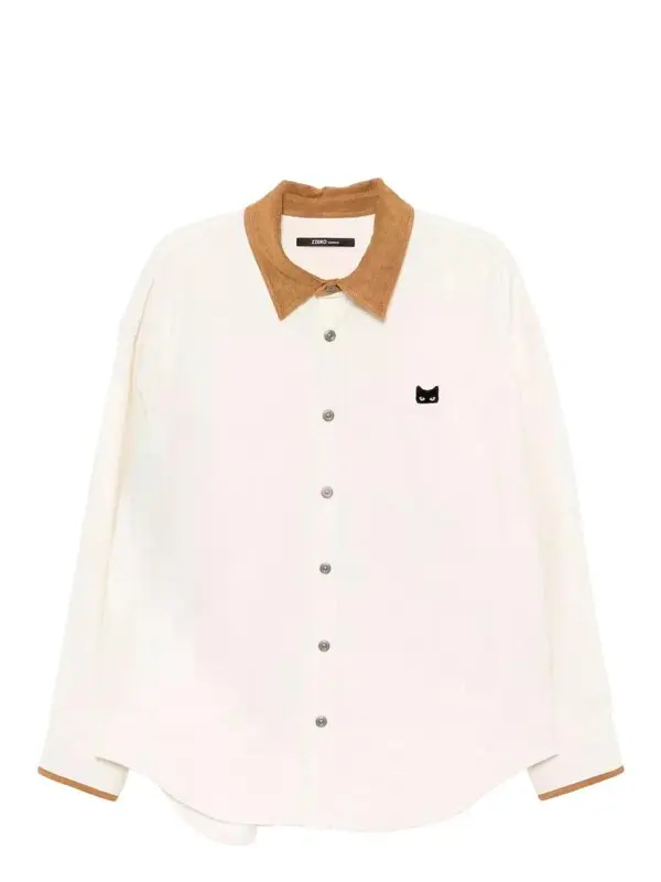 SONGZIO Embroidered Corduroy Shirt Jacket - Neutrals