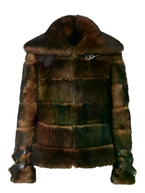 Fendi Fur Jacket With Buckle Detail - Brown