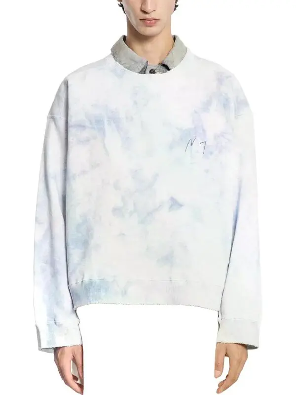 ANCELLM Marbling Effect Sweatshirt - White