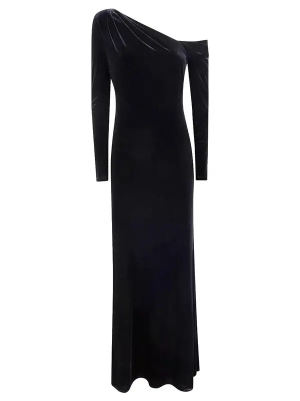 Ralph Lauren One-shoulder Velvet Dress - Black
