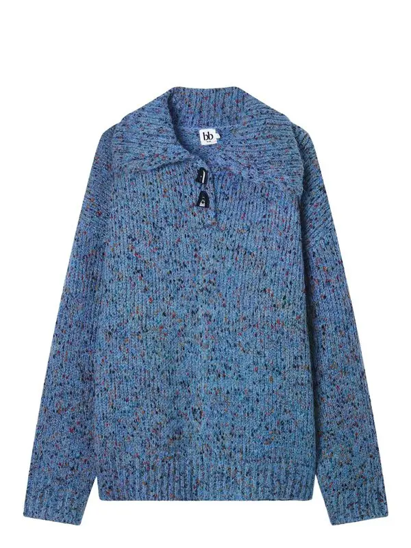 B+AB Button Collar Sweater - Blue