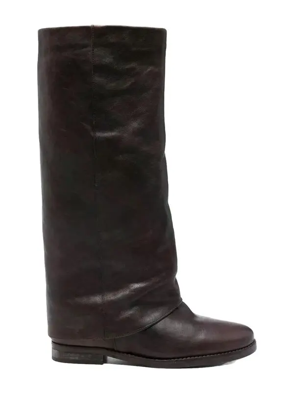 JULIE DEE Leather Knee-length Boots - Brown