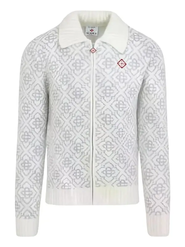 Casablanca Patterned Zip Knitwear - White