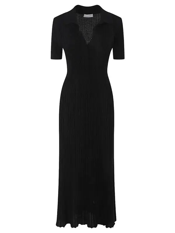 Gabriela Hearst Ribbed V-neck Maxi Dress - Black