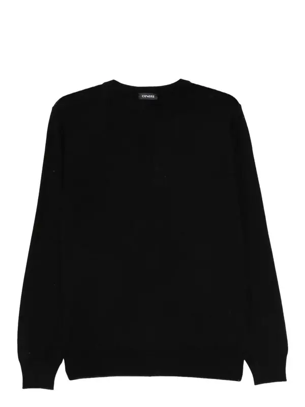 CENERE GB Crew-neck Long-sleeve Sweater - Black