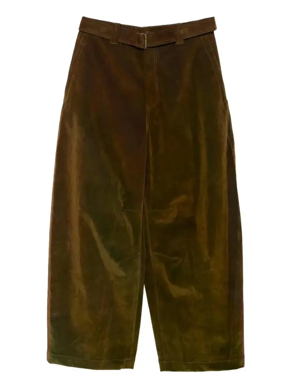 SONGZIO Pleated Velvet Trousers - Brown