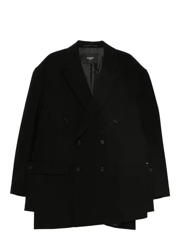 SONGZIO Exaggerated Double-breasted Blazer - Black