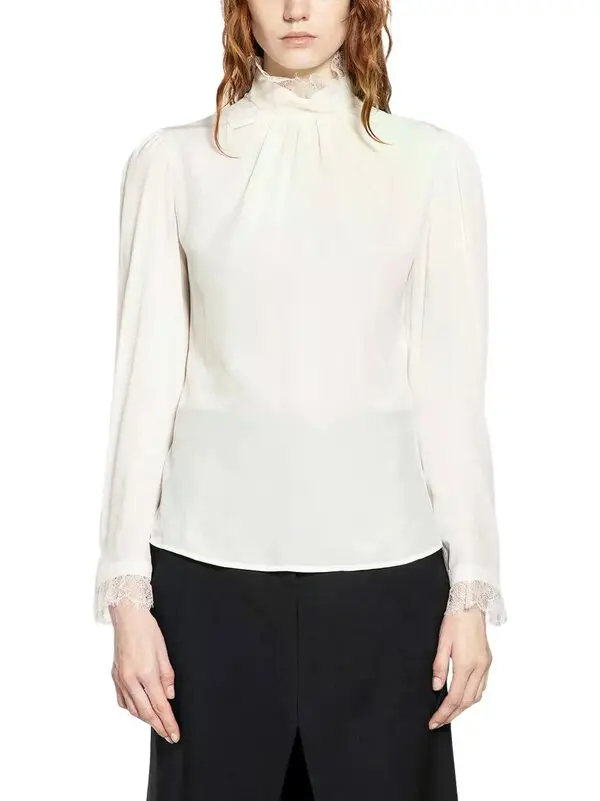Alexander McQueen Lace Turtleneck Top - Neutrals