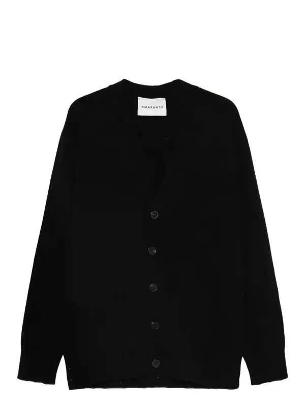 AMARANTO Fine-knit Cardigan - Black