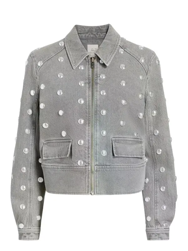 Cinq À Sept Harriet Studded Denim Jacket - Grey