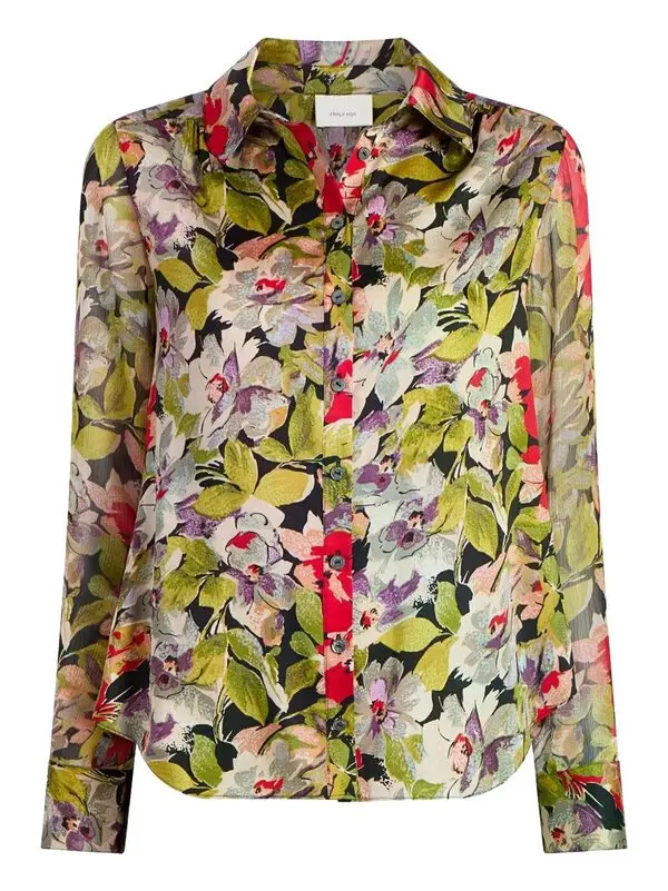 Cinq À Sept Floral-print Shirt - Green