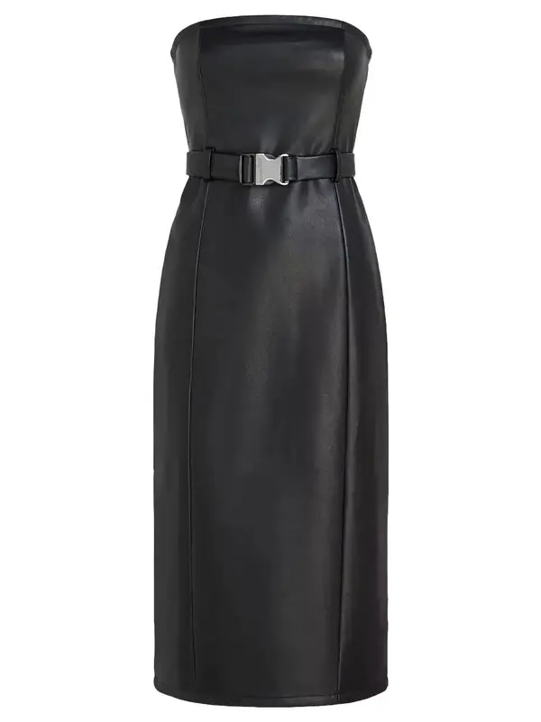 Karl Lagerfeld Strapless Faux-leather Belted Dress - Black