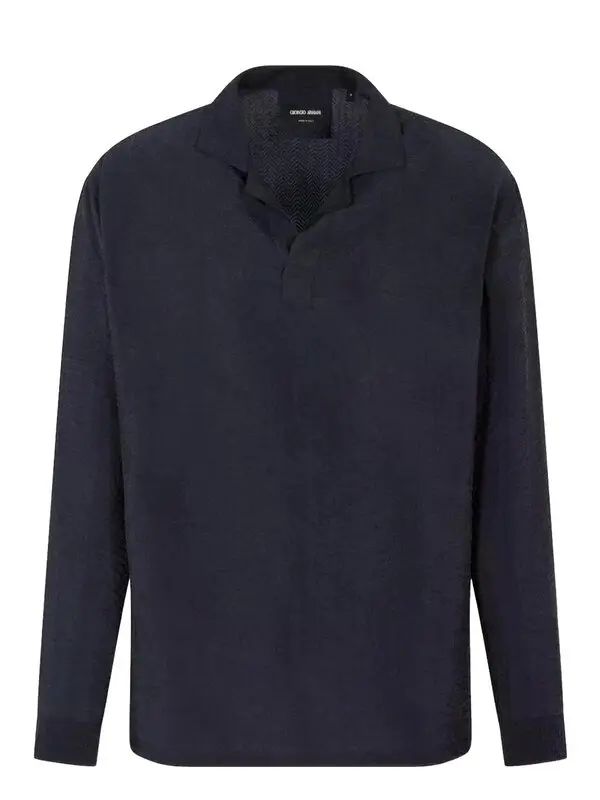Giorgio Armani Long-sleeve Polo Shirt - Black