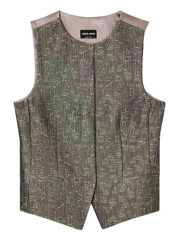 Giorgio Armani Round-neck Paneled Waistcoat - Black