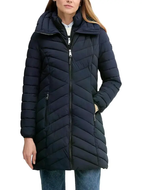 Dkny Chevron Padded Coat - Blue