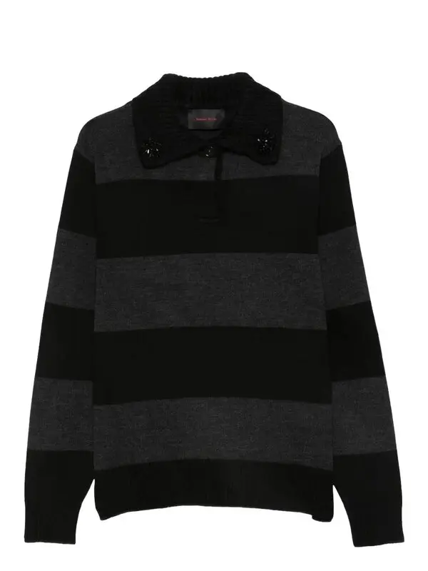Simone Rocha Striped Polo Sweater - Black