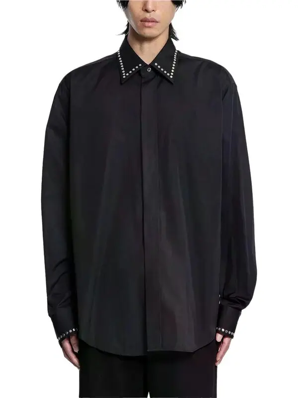 Alexander McQueen Studded Cotton Poplin Shirt - Black