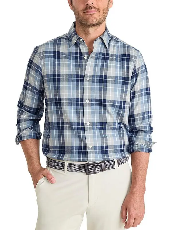 Vineyard Vines Brant Point Tech Twill Plaid Classic Fit Button Down Shirt - Ultimate Grey